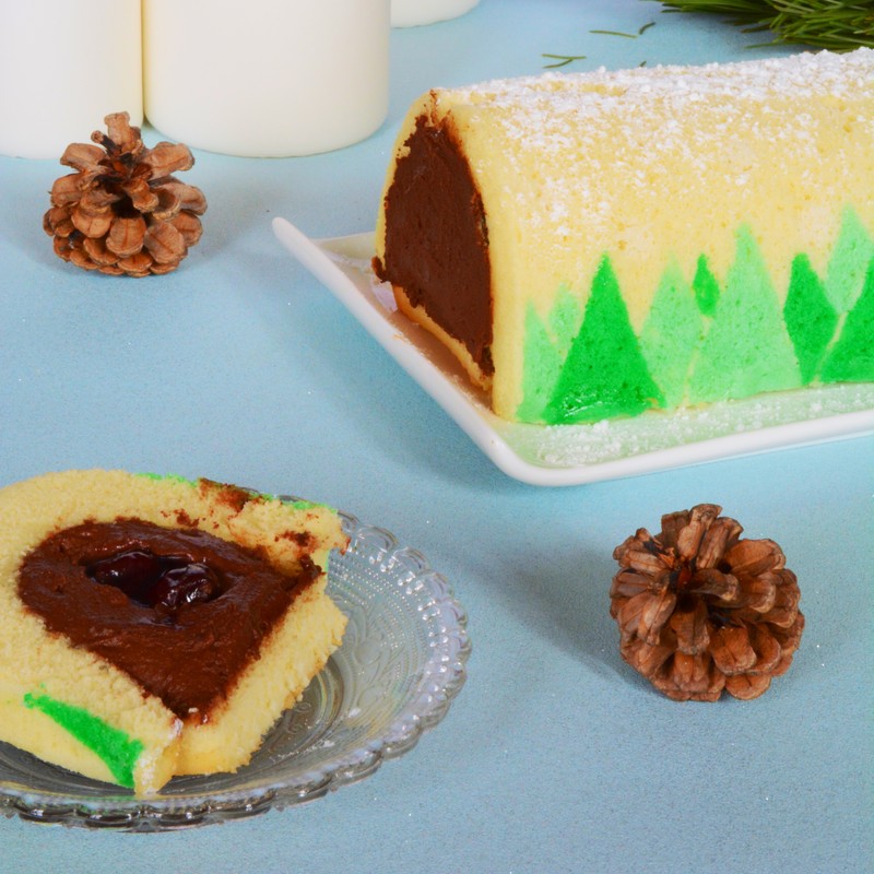 Bûche à décor saveur chocolat noir griottes {1er décembre 2017} – Par ...